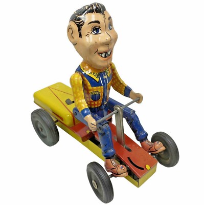 Vtg 1950s Ny-Lint HOWDY DOODY Cowboy Pump-Mobile Wind-Up Tin Litho Go ...