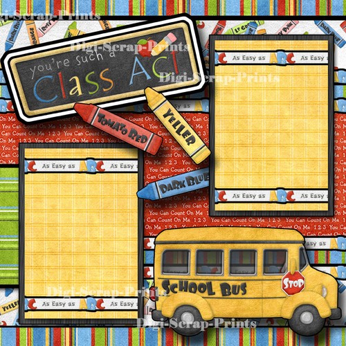 CLASS ACT ~ school 2 premade scrapbooking pages paper BOY GIRL layout ...