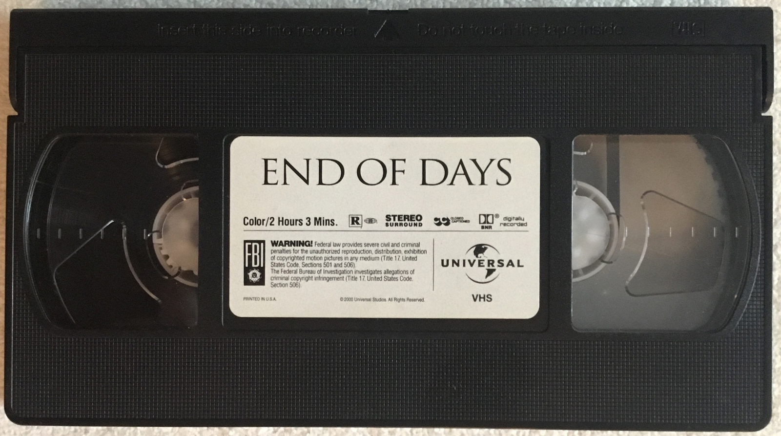 End of Days (VHS, 2000) Arnold Schwarzenegger, Blockbuster Video Rental ...
