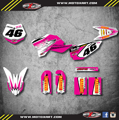 Full Custom Graphic Kit - PINK SHOCKWAVE stickers to fit KTM 50 SX 2009 ...