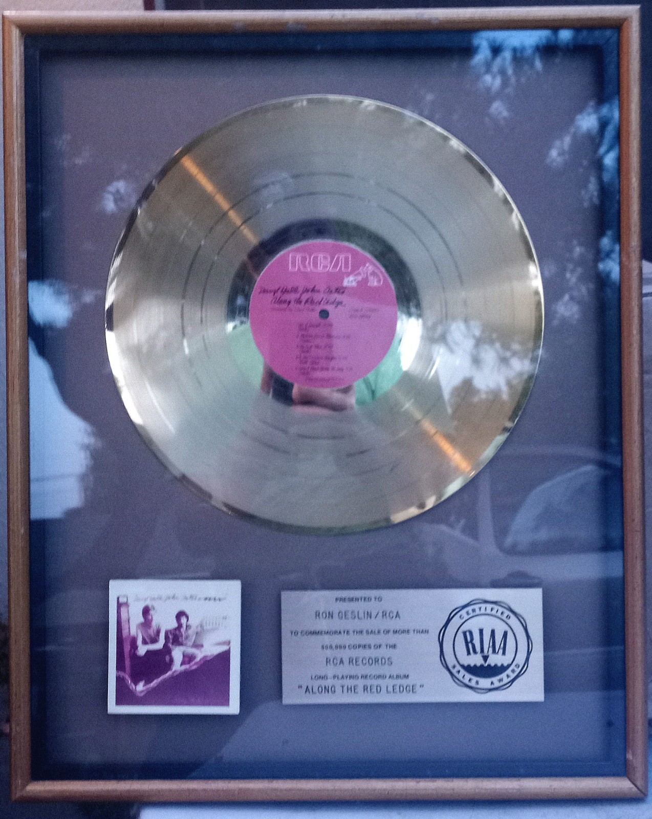 Daryl Hall & John Oates "Along The Red Ledge" Gold RIAA Record Award ...