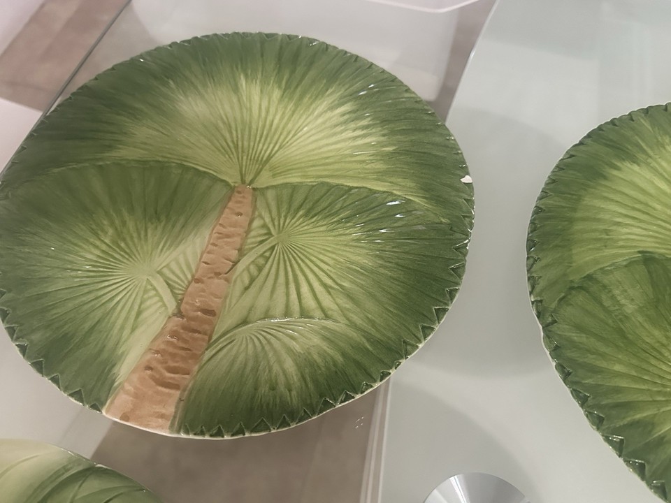 Set Of 8 San Marco Italian Painted Palm Tree Dinner Plates Beautiful ...