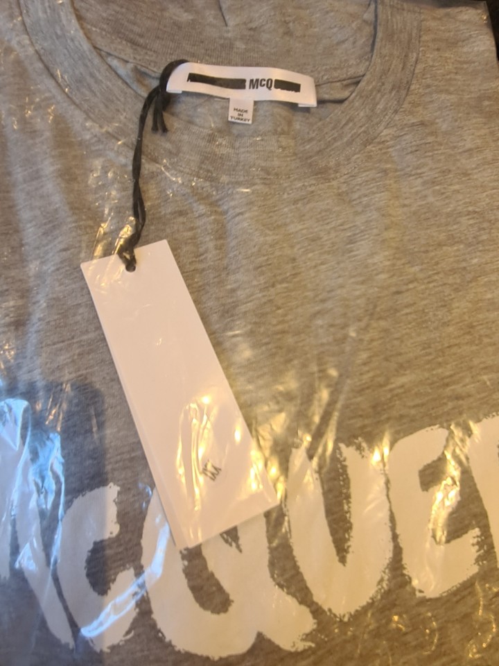 Alexander McQueen T Shirt Size 2XL MCQ Men Grey Graffiti Cotton Short ...