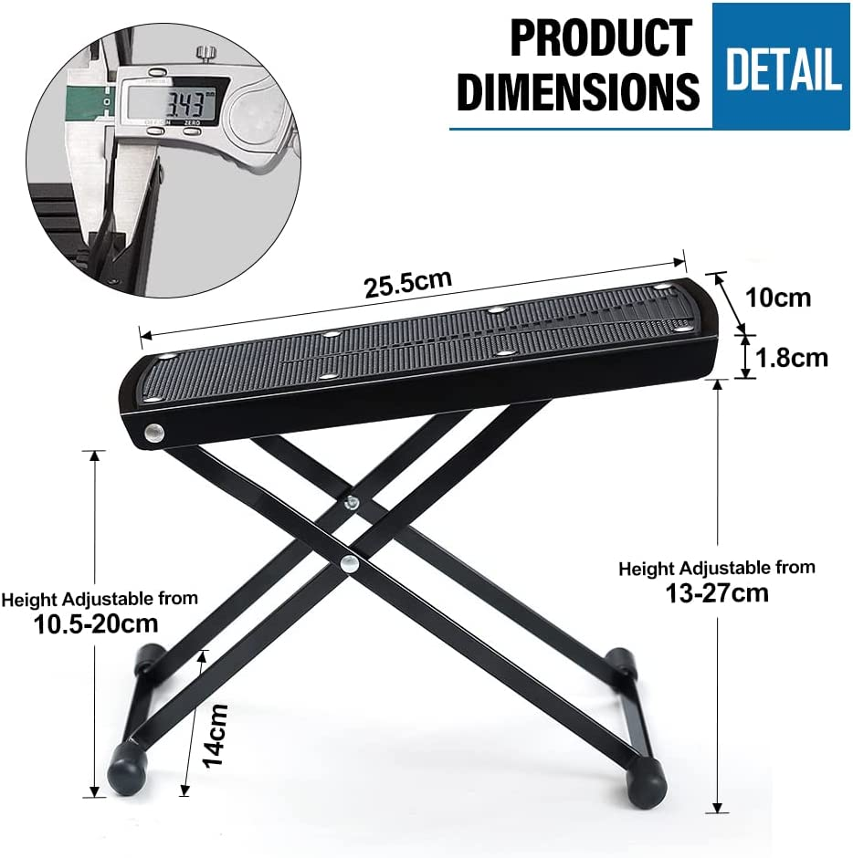 Guitar Foot Rest 6-Position Height Adjustable Guitar Foot Tool Foldable ...