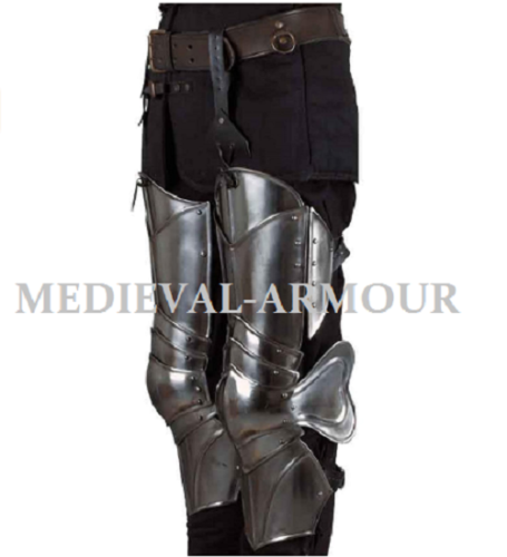 Medieval Full Gothic Leg Armor Guard 18 Gauge Steel Silver Larp ...