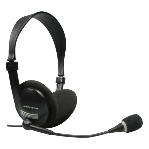 Casque Stéréo avec Microphone Double Jack 3.5mm Câble 180cm Mediacom M ...