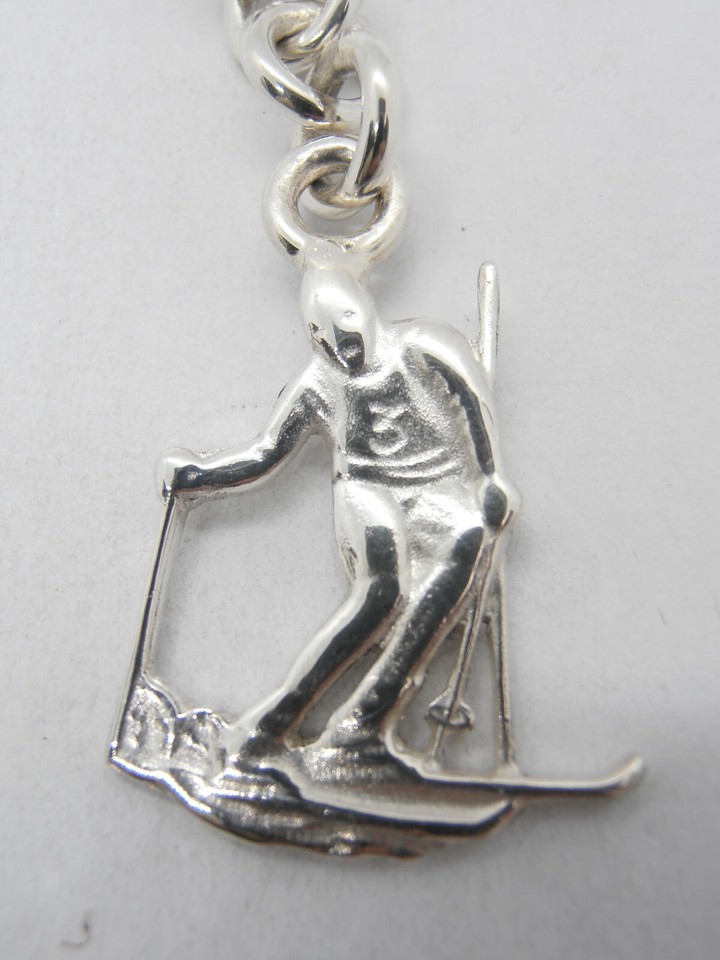skier: Silver 925 Keychain - Brisè - Alpine Skiing - Slalom - Descent ...
