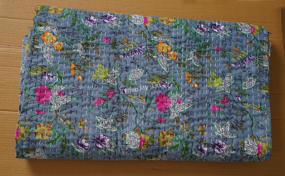 Bohemian Kantha Quilt Indian Handmade Quilt Throw Blanket Cotton ...