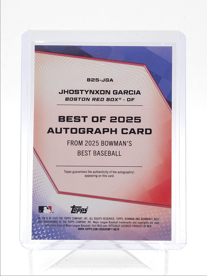 JHOSTYNXON GARCIA 2025 BOWMAN'S BEST BEST OF 2025 AUTOGRAPH B AUTO ...