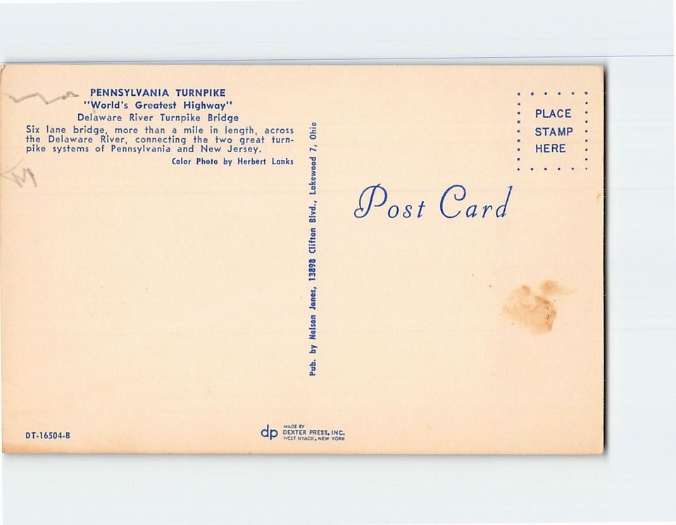 Postcard Pennsylvania Turnpike Delaware River Turnpike Bridge USA | eBay UK
