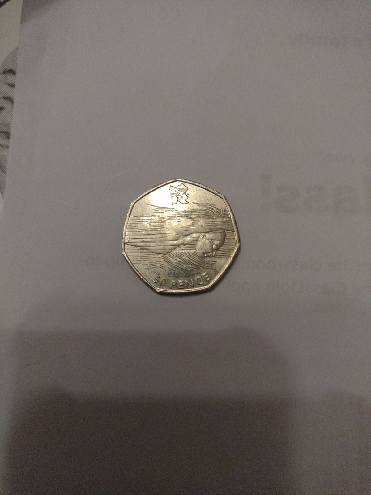 Rare collectors 50p coin 2011 London Olympic Games Aquatics Swimmer ...