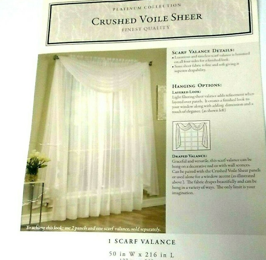 Platinum Collection, 1 Scarf Valance 50x216 inches GREY (See all pics ...