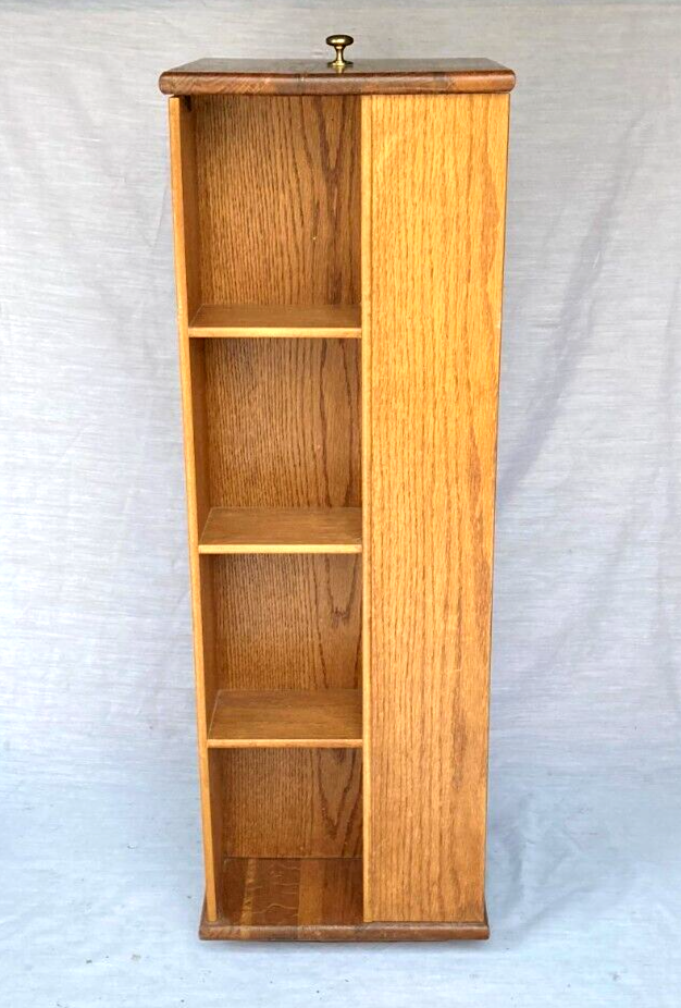 Vintage Oak Wood Rotating/Spinning CD Storage Tower Floor Rack Carousel ...