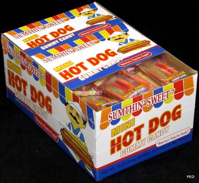 Mini Gummy Hot Dogs Candy Fruit Flavored Novelty Candies Bulk 60 Count ...