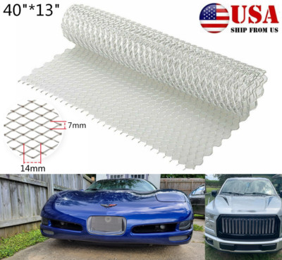 40*13" Car Bumper Grill Mesh Sheet Silver Aluminum Fender Hood Grille ...