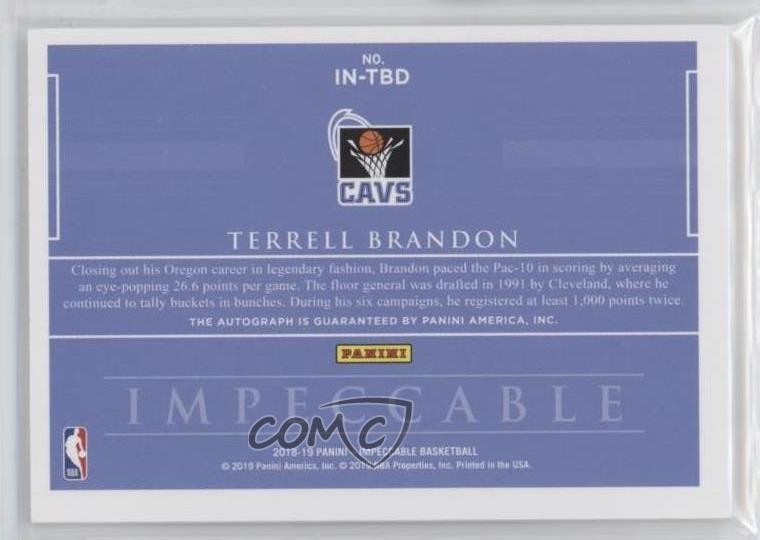 2018-19 Panini Impeccable Indelible Ink /99 Terrell Brandon #IN-TBD ...