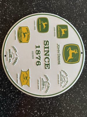 JOHN DEERE SINCE 1876 OFFICIALLY LICENSED EMBOSSED METAL CIRCLE SIGN | eBay