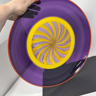Sam Stang Studio Art Glass Swirl Murrini Signed Large Platter S. STANG ...