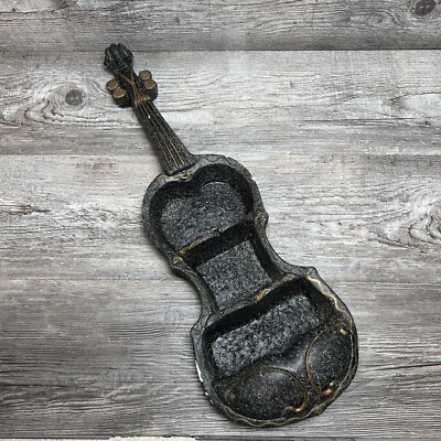 Vtg MCM Black Chalkware Violin Shelf Retro Wall Hanging Decor 23 ...