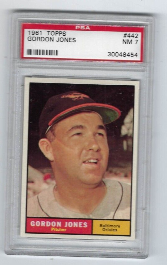 1961 Topps baseball card #442 Gordon Jones Baltimore Orioles graded PSA ...