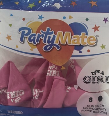 Party Mate It’s A Girl Pack Of 8 Latex Balloons | eBay