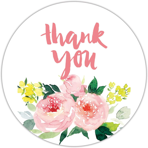 Pink Flower Thank You Stickers, 2 Inch 50PCS Self-Adhesive Thank You ...