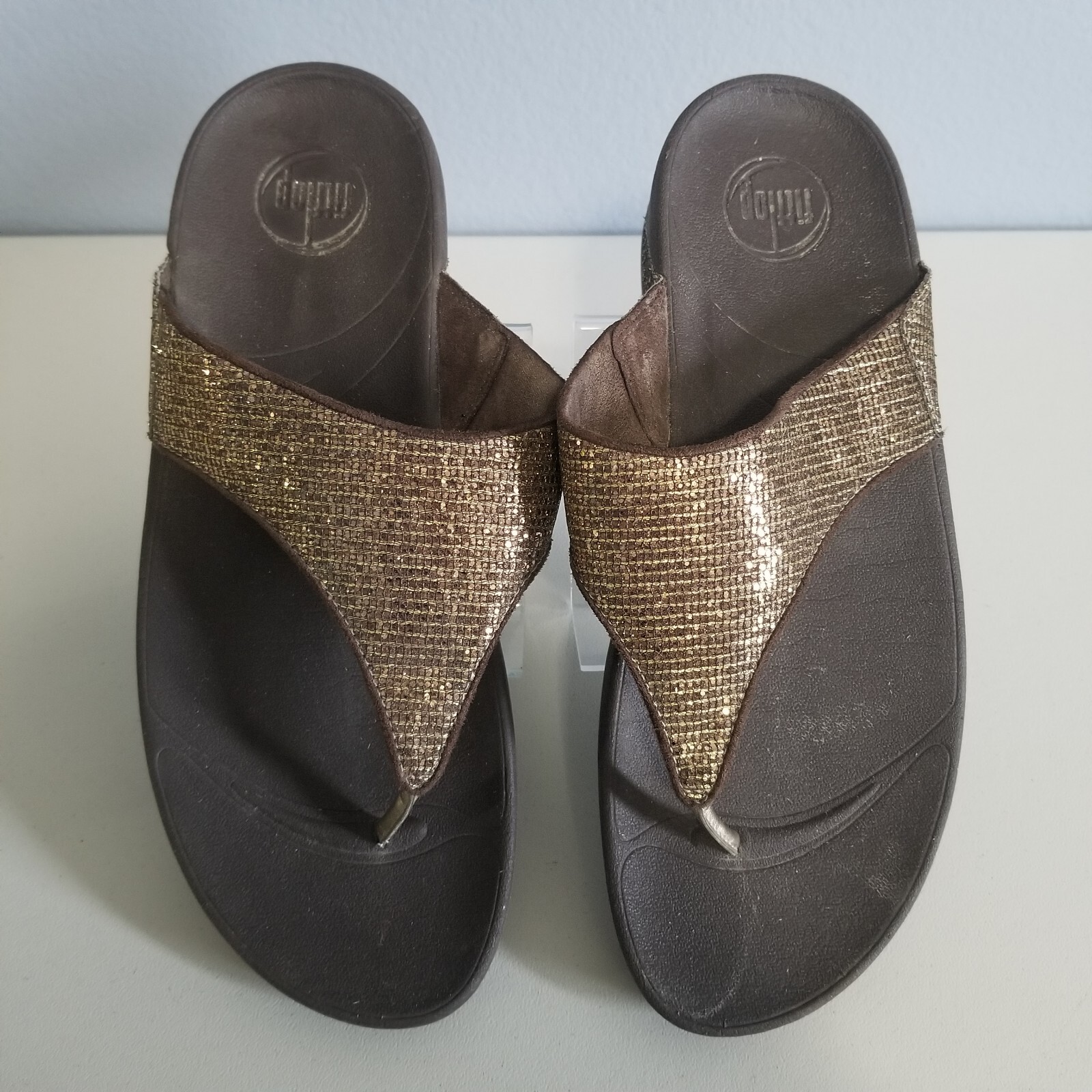 FitFlop US Women's 9 Flip Thong Sandals Gold Metallic… - Gem