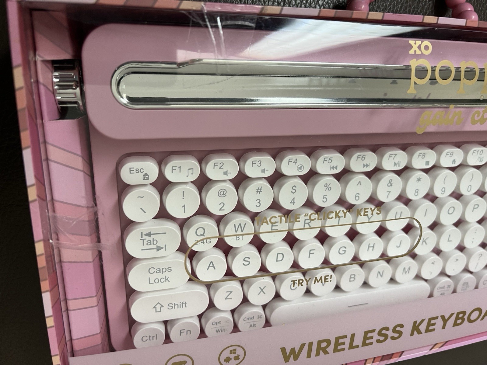 Xo Poppy Retro Typewriter Wireless Keyboard – Pink, Round Keys | eBay