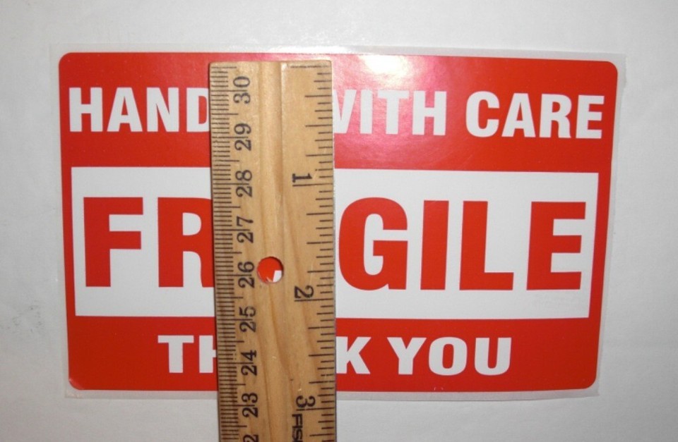 50 Fragile Handle With Care 3x5 Stickers Packaging Box Safety Mailing ...