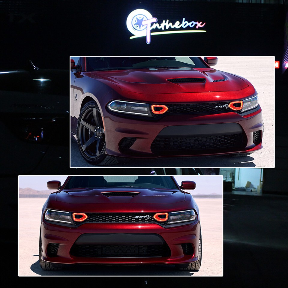 Pair Red Scat Pack Grille LED Bezel Grill Light Lamp For Dodge Charger ...