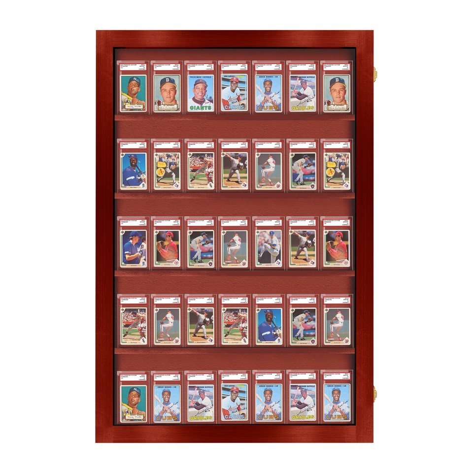 Baseball Card Display Case Sports Card Frame Lockable -Holds 35 PSA ...