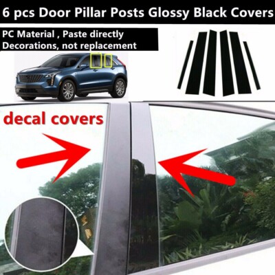 Fit For 2019-2022 Cadillac XT4 6PC Gloss Black Side Door Pillar Cover ...