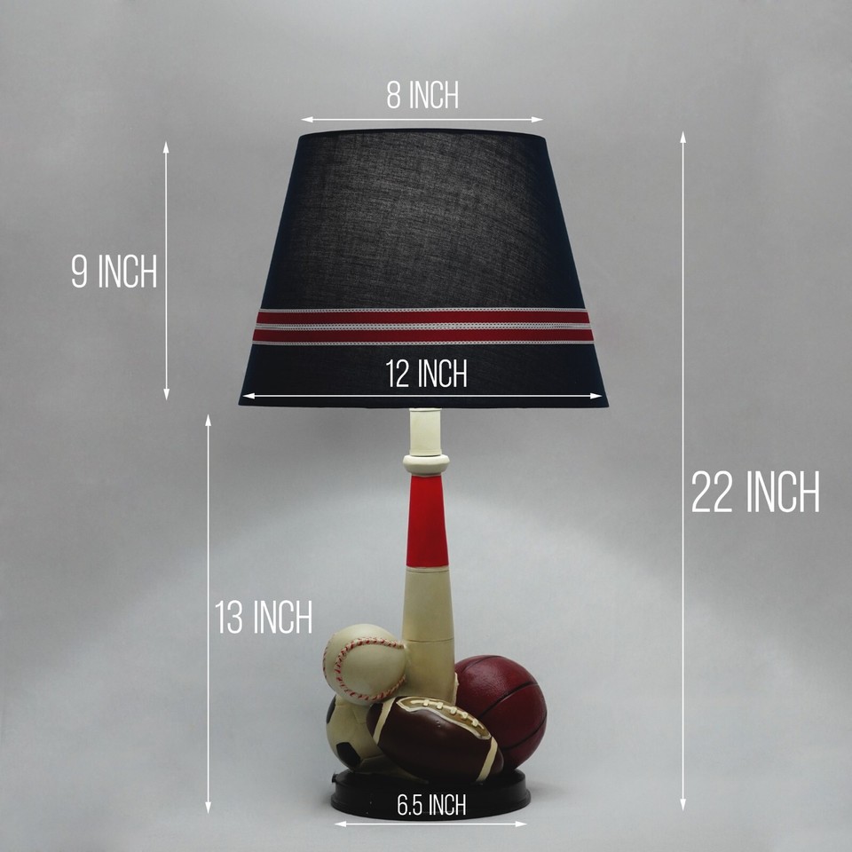 Mult-Sport Table Desk Lamp for Kid Bedroom - Basketball Football Soccer ...