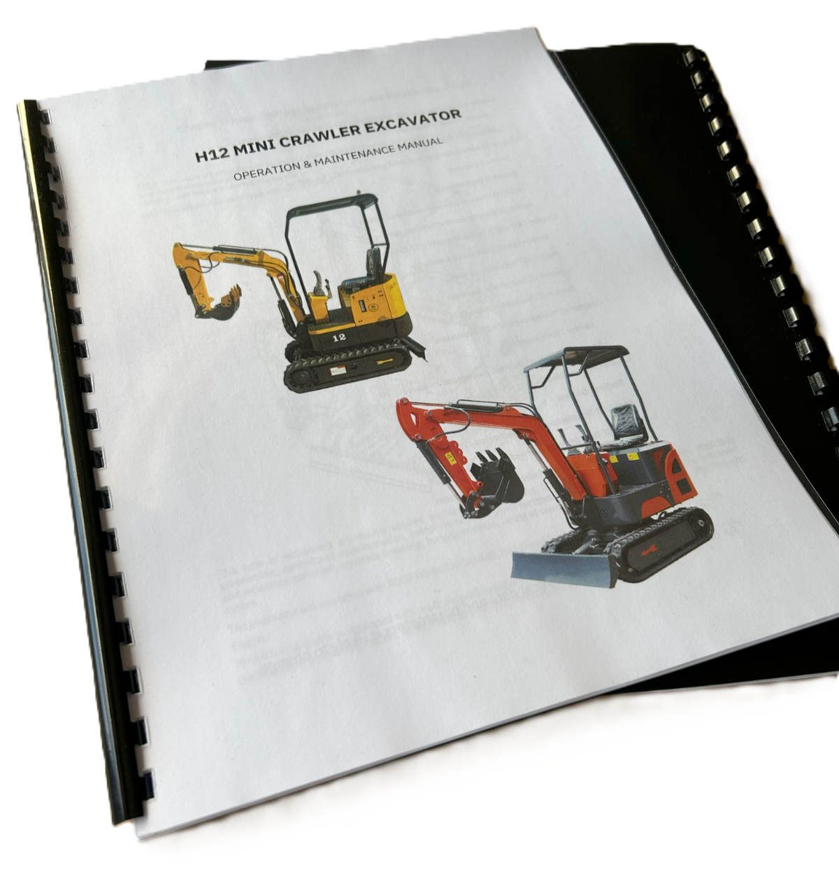 1-Ton Mini Excavator Track Hoe H12 TPM12 VA12 Operation & Maintenance ...