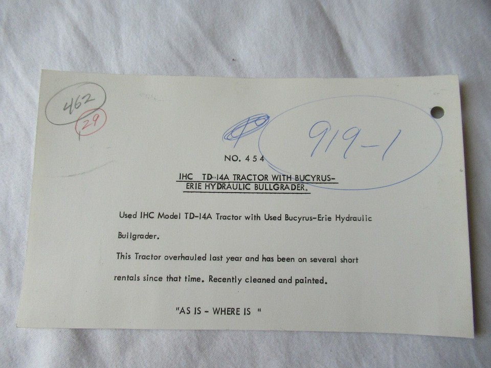 IH International Harvester stock PHOTO TD-14A tractor w/ Bucyrus ...