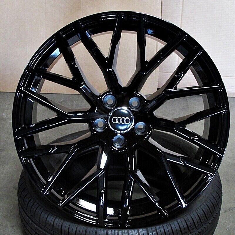 21" Wheels For Audi A6 A7 A8 2017 Q5 Q7 21x9.5 5X112 +30 Gloss Black ...
