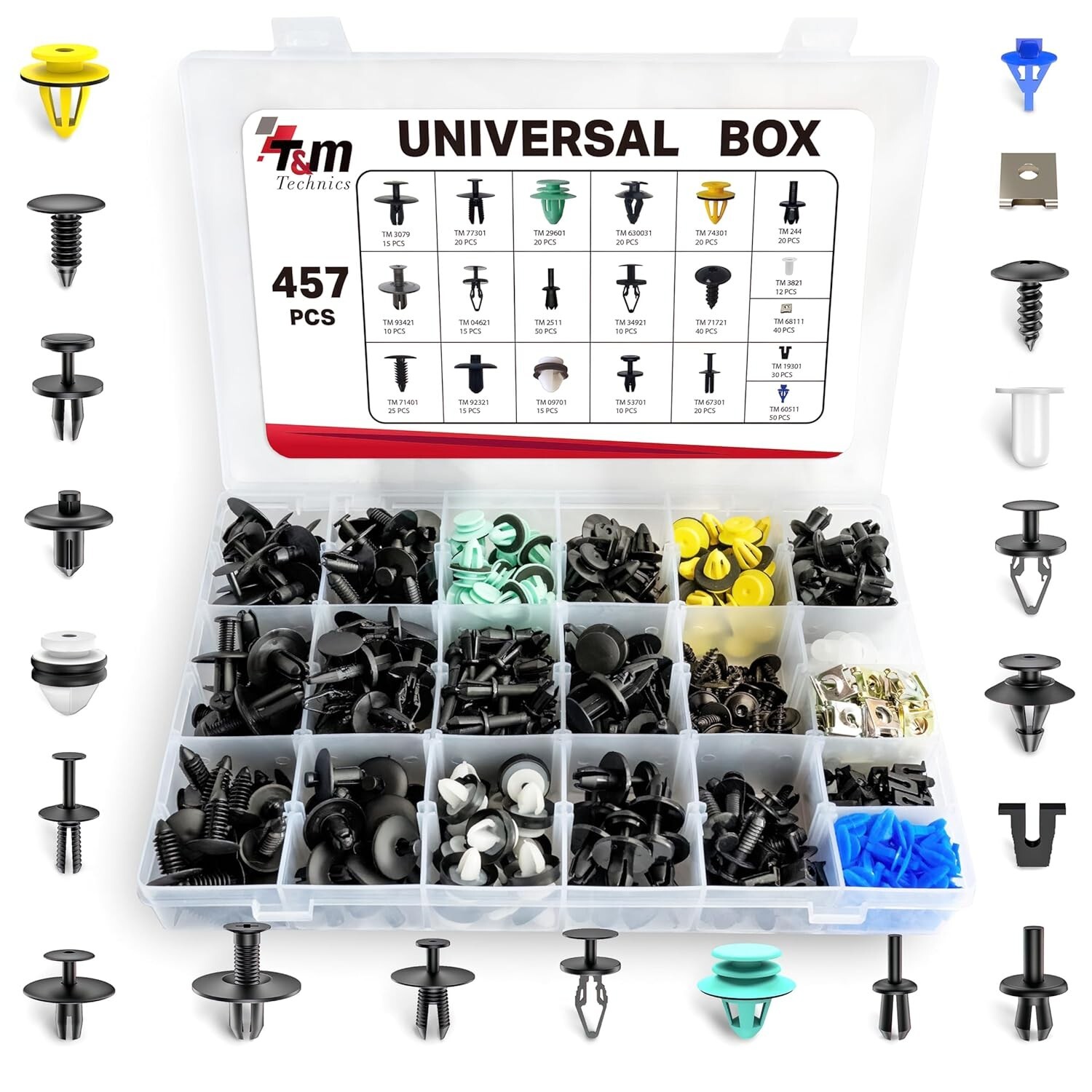 Complete Set of Plastic Mounting Clips for Car - Pack of 457 Rivets ...