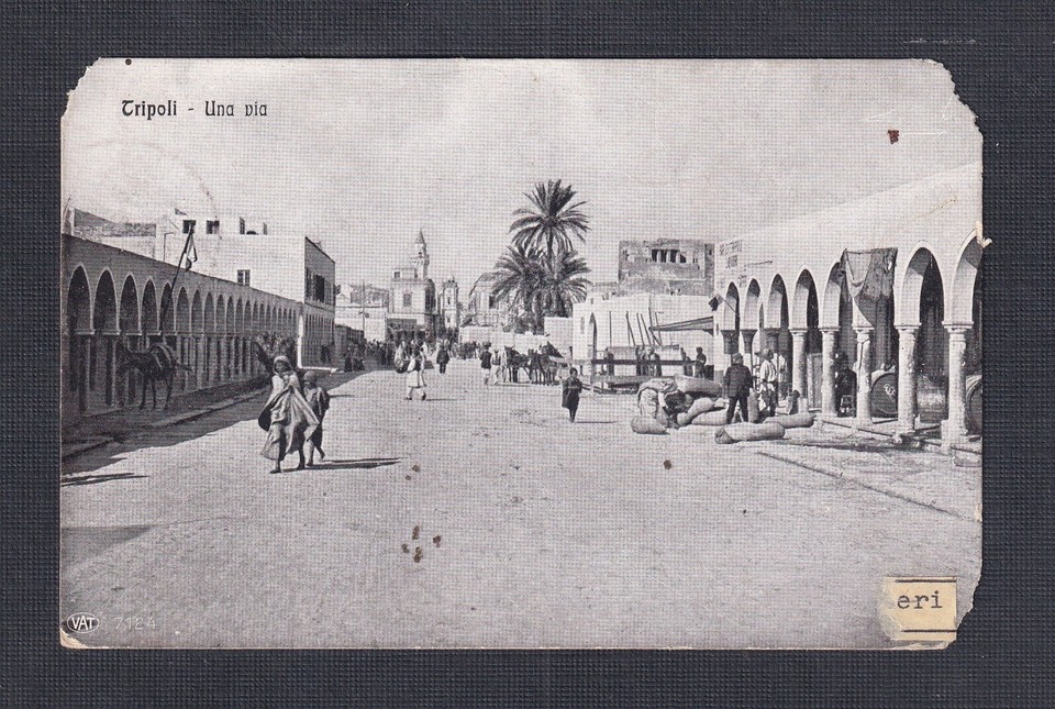 LIBYA ITALY 1915 WW1 ‘UNA VIA' POSTCARD 52ND MILITARY MARKING TRIPOLI ...
