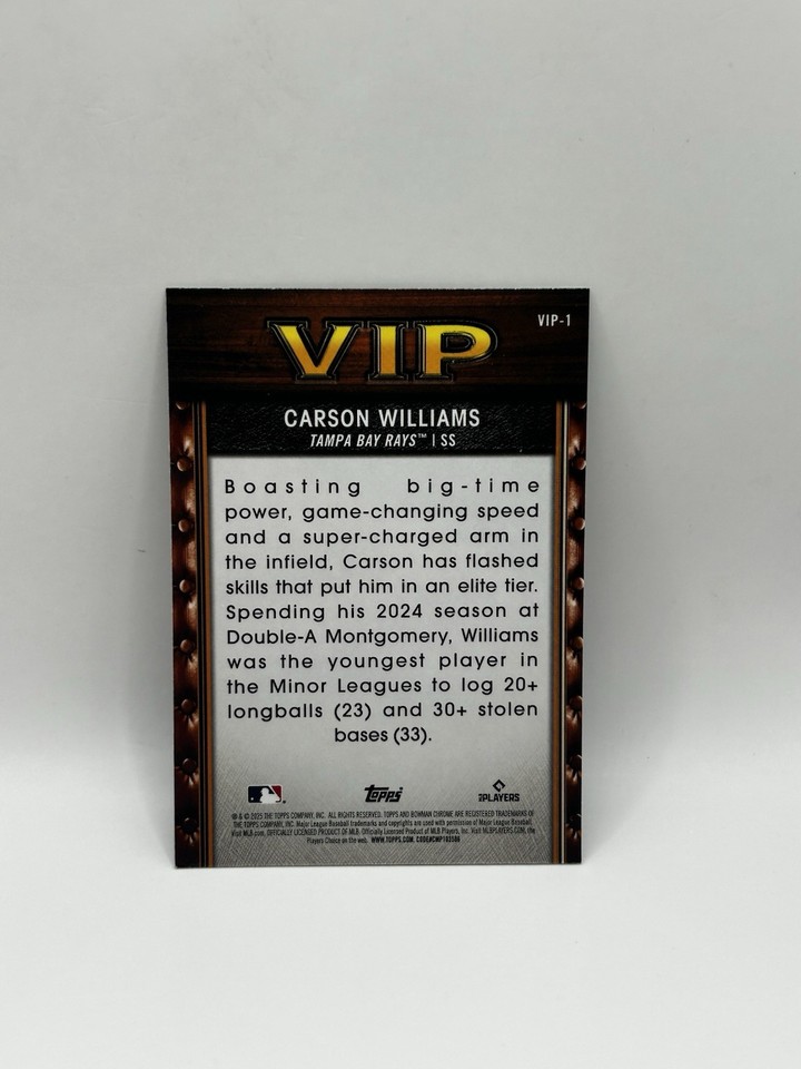 Carson Williams 2025 Bowman Mega Chrome VIP #VIP-1 Tampa Bay Rays | eBay