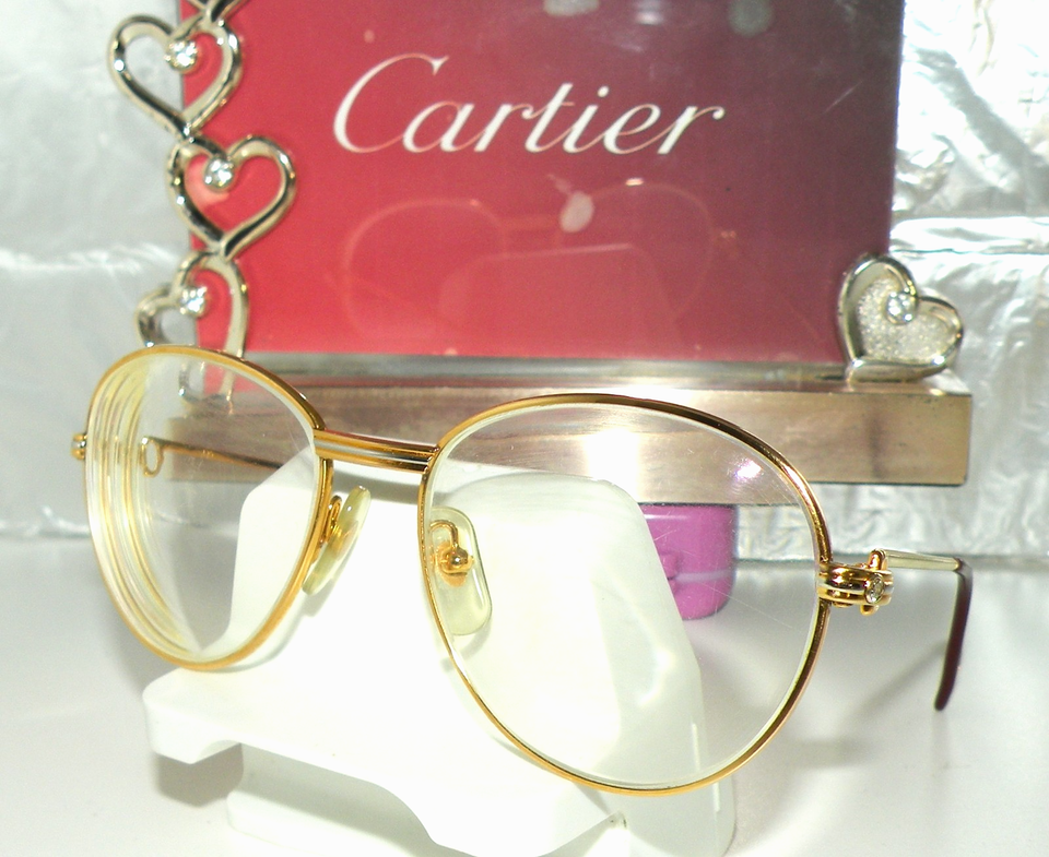 80's AUTHENTIC CARTIER GOLD EYEGLASSES W/LUXURIOUS CRYSTAL DIAMOND BOX ...