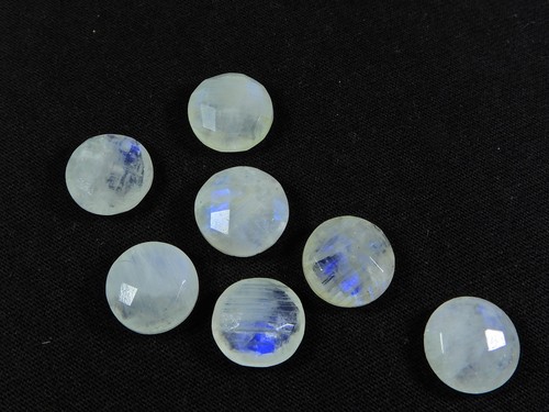 12X12 MM Natural Rainbow Moonstone Checker Cut Round Loose Gemstone ...