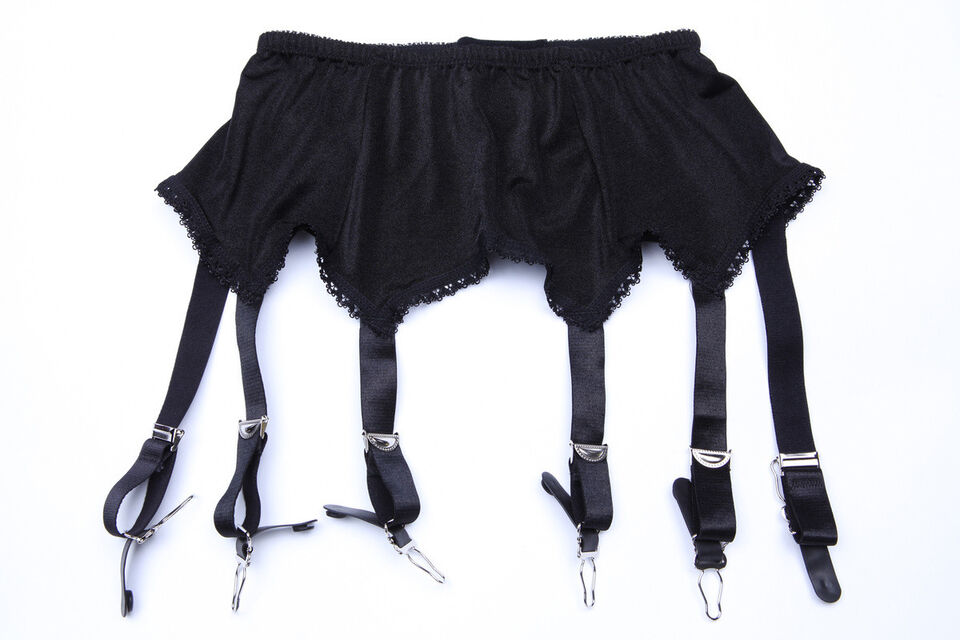 Allacki Floral Lace Panel Garter Belts Retro Court Style 6 Straps