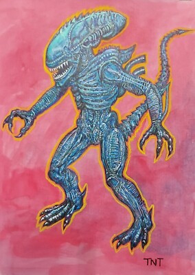Alien Xenomorph original illustration Pop art mixed media drawing ...