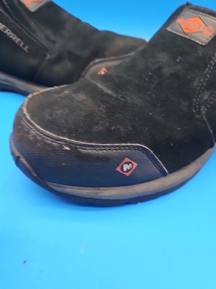 MERRELL WORK MOC SLIP ON STEEL TOE BLACK MEN'S 9.5 OIL SLIP RESISTANT ...