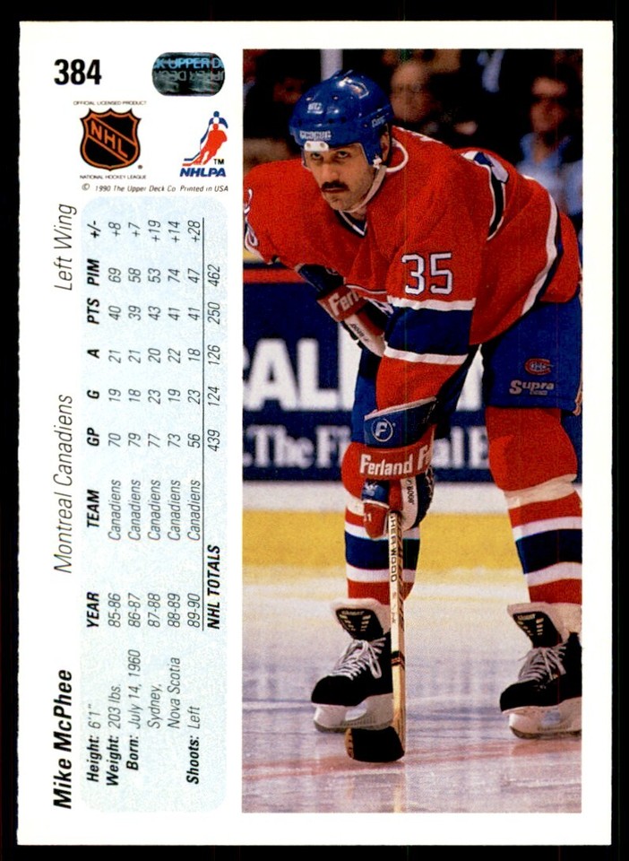 1990-91 Upper Deck Mike McPhee . Montreal Canadiens #384 | eBay