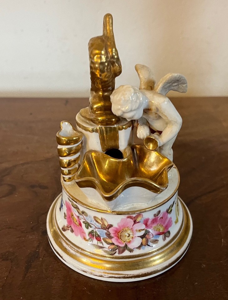 Antique 19th c. English Regency Porcelain Inkwell Cherub Shell Paris ...
