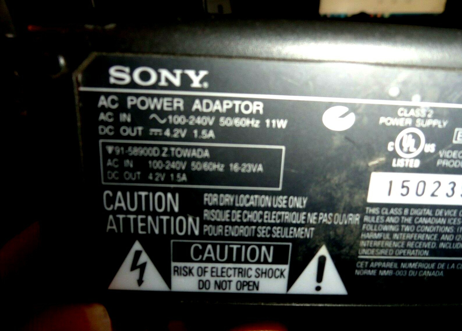 Sony AC-LS1A AC Power Adapter 4.2V 1.5A Charger for Camcorder Digital ...