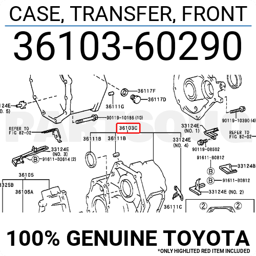 3610360290 Genuine Toyota CASE, TRANSFER, FRONT 36103-60290 | eBay