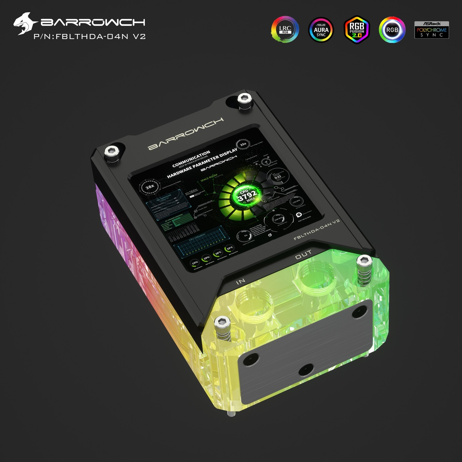 Barrowch AMD AM3/4/5 INTEL 1200/1700/115X CPU Block With HD Temperature Display | eBay