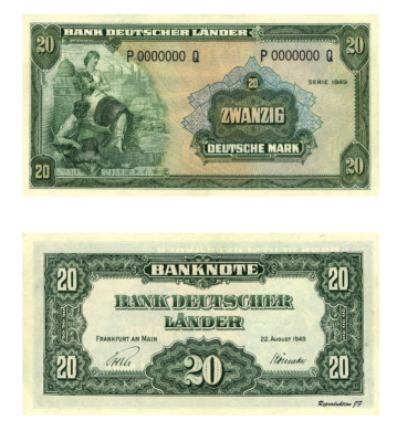 Zwanzig Deutsche Mark, Banknote, 20 Mark, 1949, Reproduktion | eBay.de